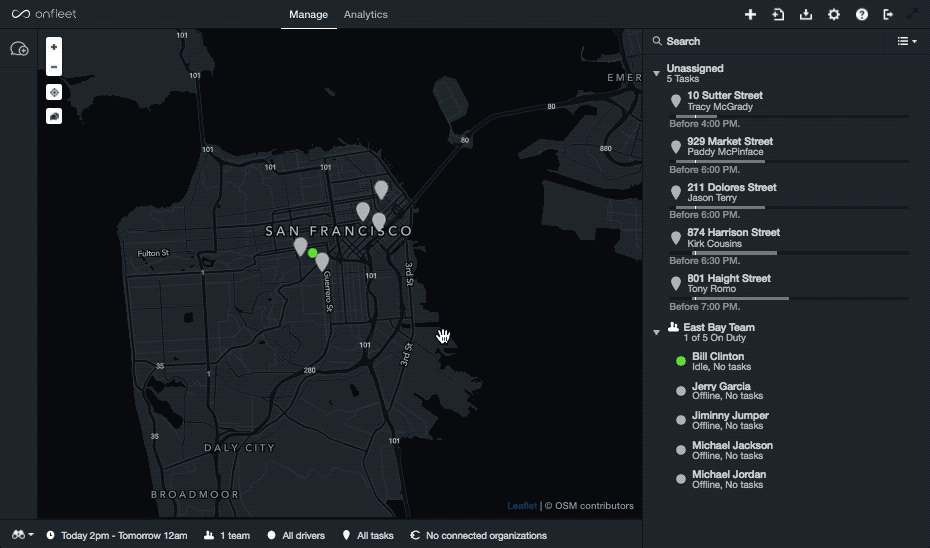 Task Assignment – Onfleet Support Center