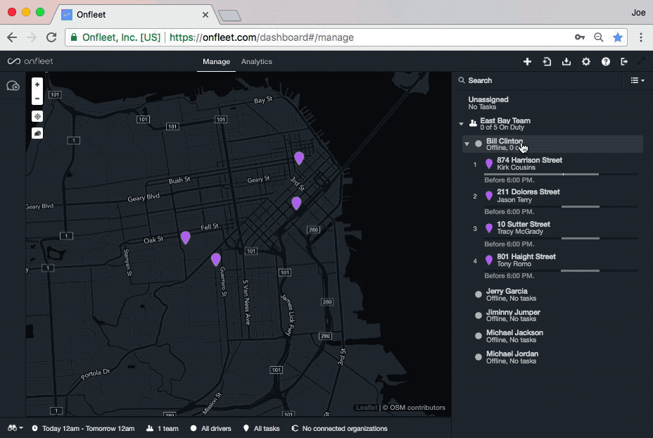 Task Assignment – Onfleet Support Center