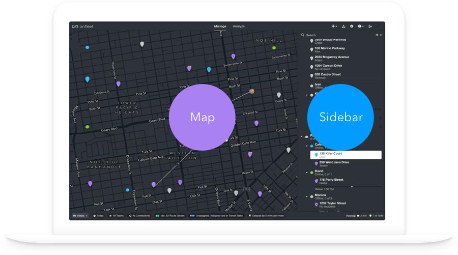 Map & Sidebar – Onfleet Support Center