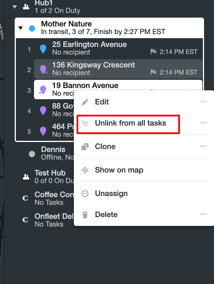 Managing Linked Tasks – Onfleet Support Center