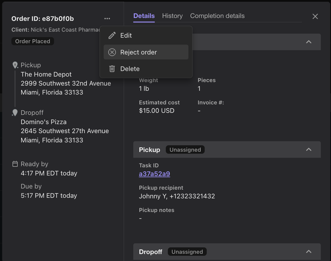 Orders – Onfleet Support Center