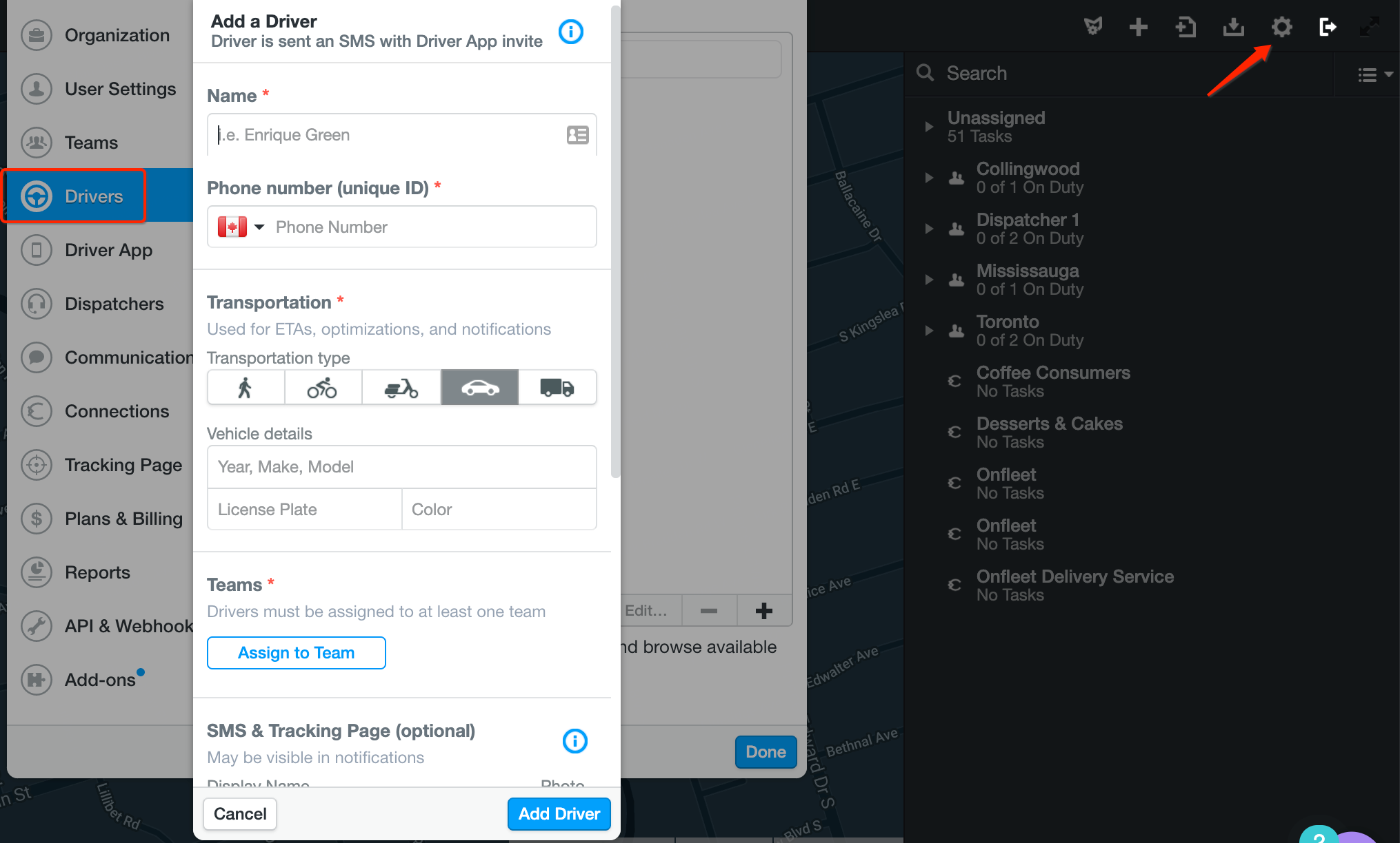 Add a Driver – Onfleet Support Center