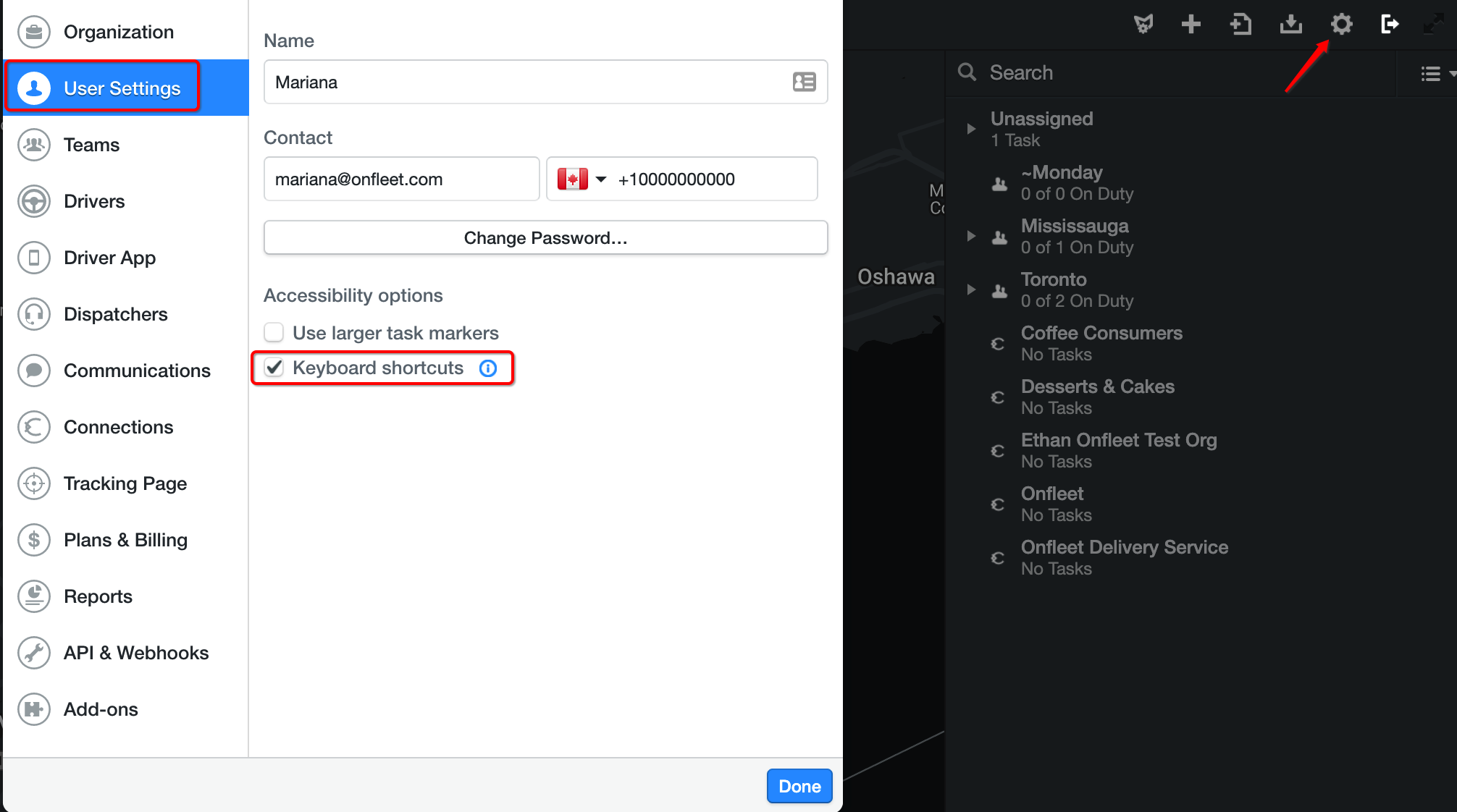 Organization Settings – Onfleet Support Center
