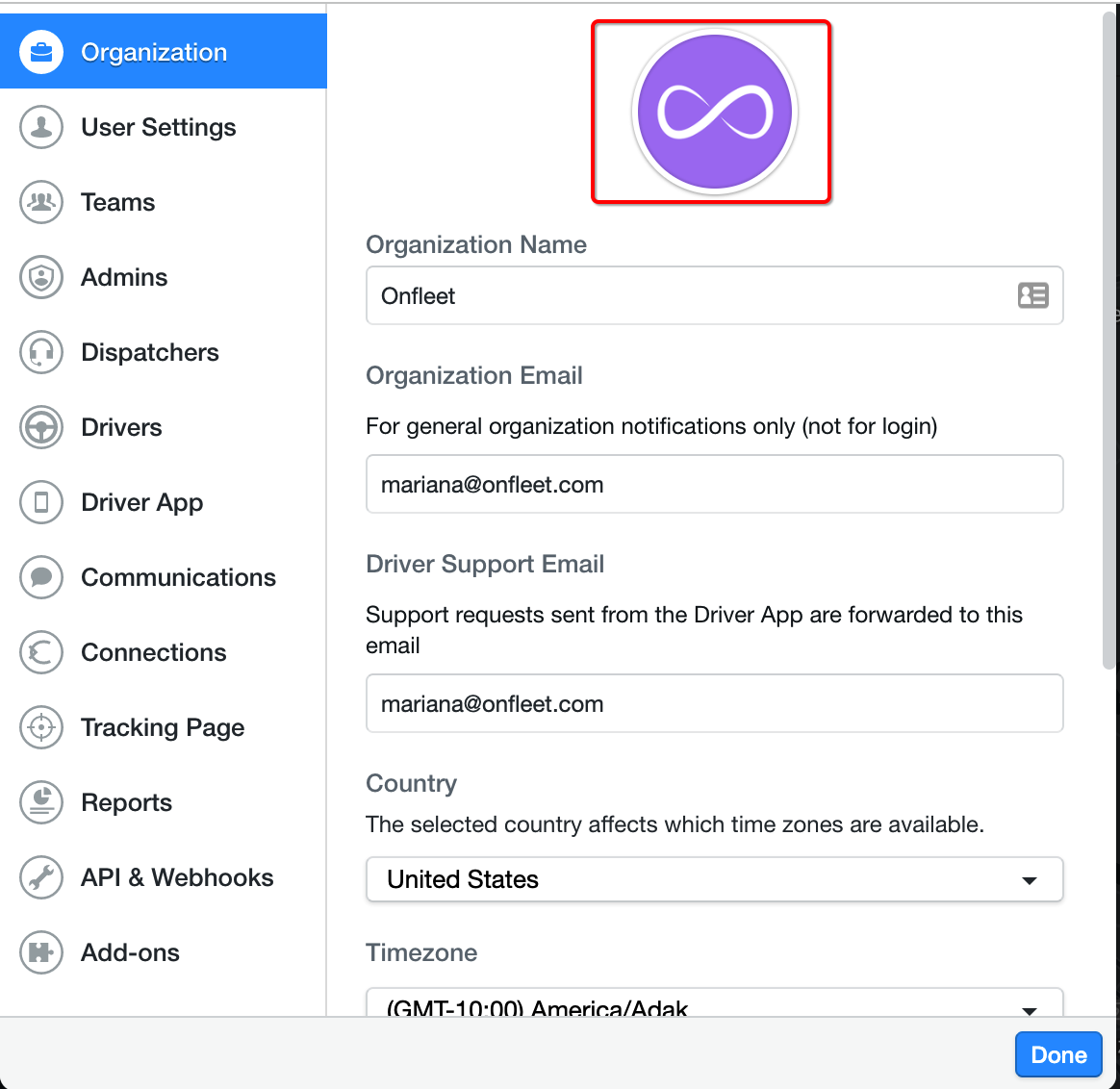 Organization Settings – Onfleet Support Center